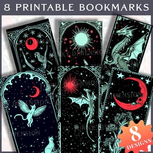 Printable Bookmarks Dragons for Fantasy Book Lovers, Fairy Elf Sword ...