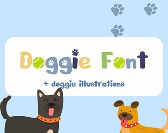 Cute Dog Font SVG OTF PNG, Doggie Alphabet Doodle Letters, Puppy ...