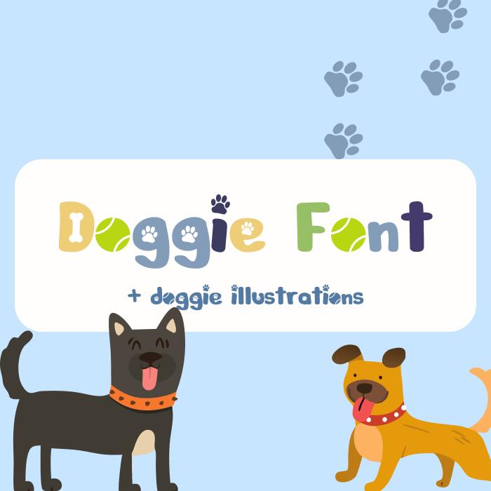 Cute Dog Font SVG OTF PNG, Doggie Alphabet Doodle Letters, Puppy ...