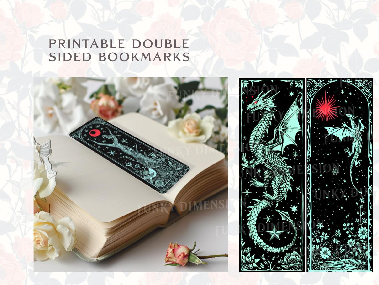 Printable Bookmarks Dragons for Fantasy Book Lovers, Fairy Elf Sword ...