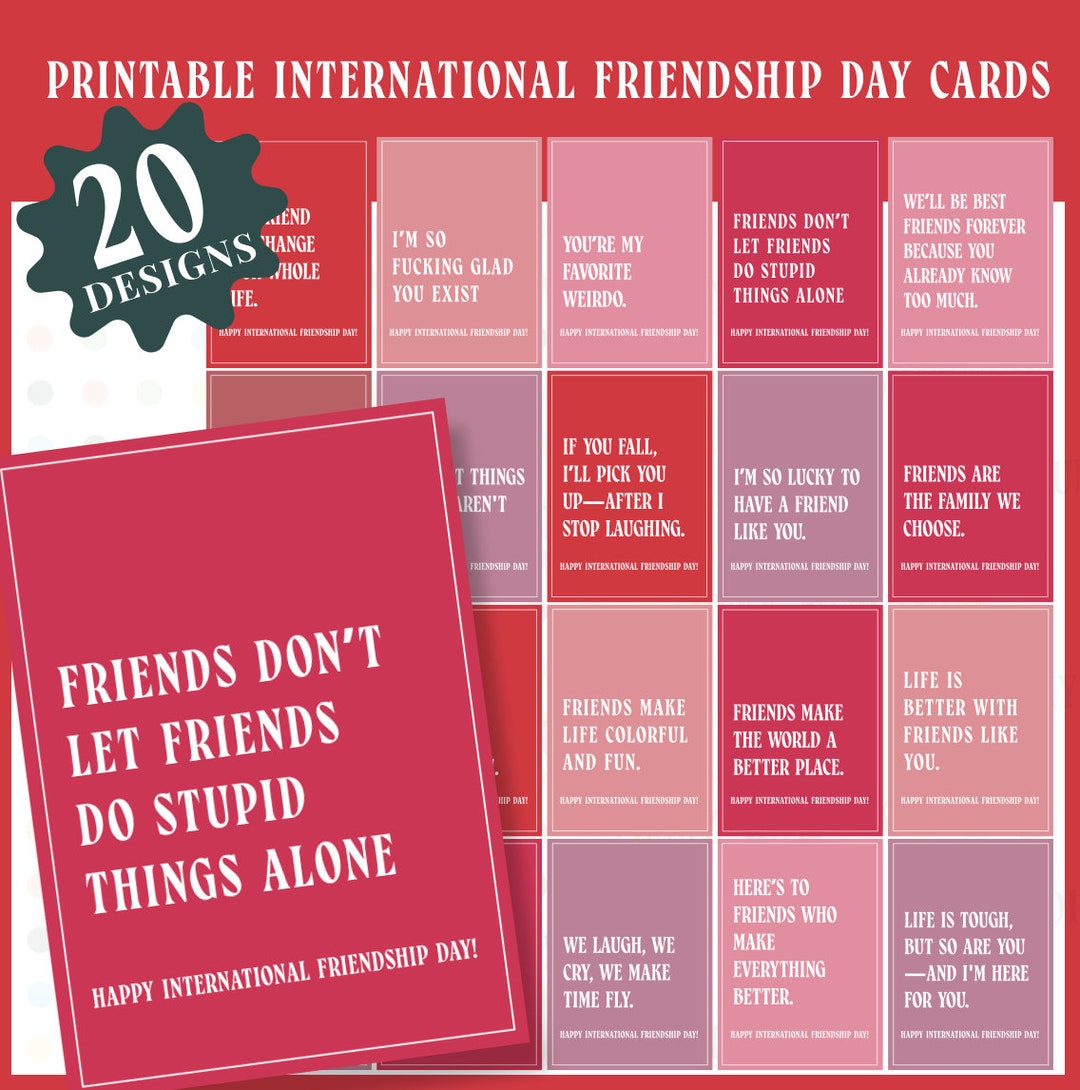 Printable Friendship Day Cards for Friends, Family, Coworkers Funny ...