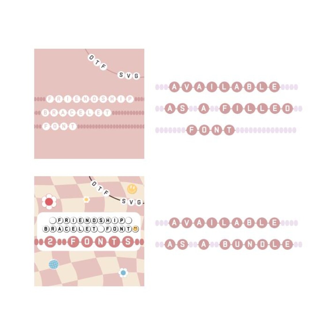 Friendship Bead Bracelet Font OTF SVG, Sequin Alphabet Doodle Letters ...