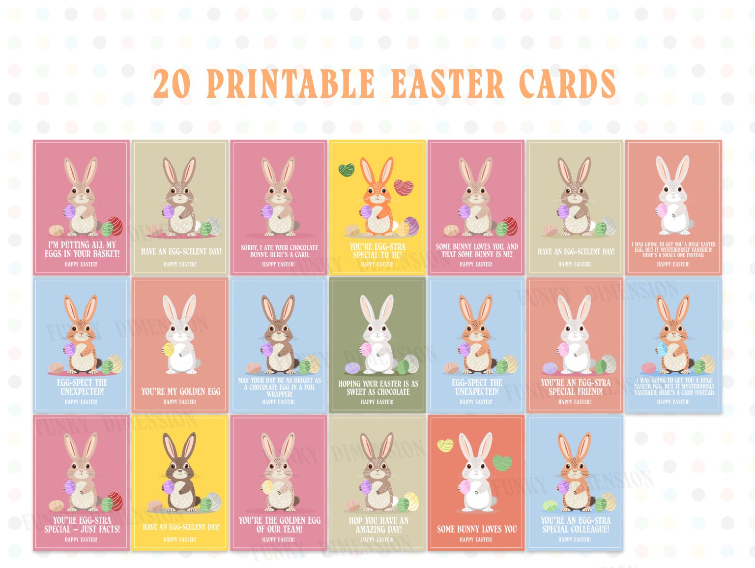 Happy Easter Printable Card Set Easter Eggs Postcard Digital Funny ...