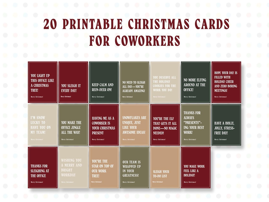 Printable Christmas Cards for Coworkers Appreciation for Employees ...