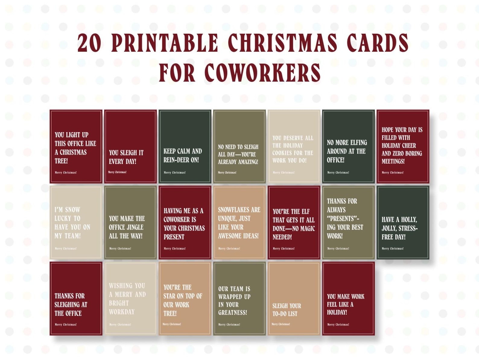 Printable Christmas Cards for Coworkers Appreciation for Employees ...