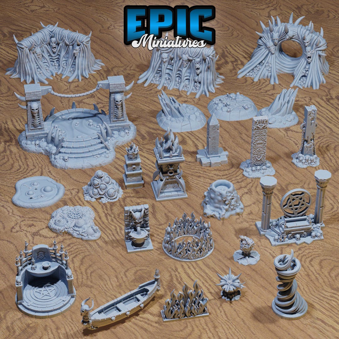 Devil and Hell Scatter 3D Printed RPG Terrain Pieces Epic Miniatures ...