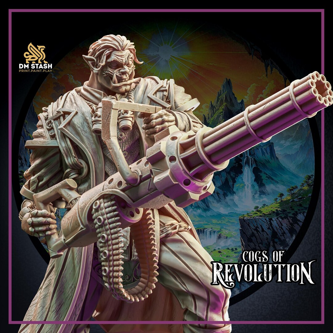 Orc Inventor Minigun Gunner DND Mini, Painting Collecting, Warhammer ...