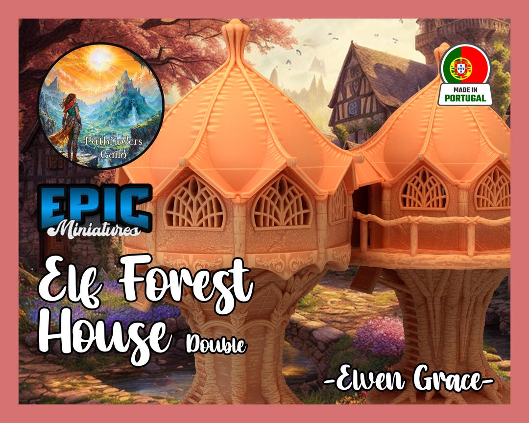 Double Elf Forest House Epic Miniatures 3D Printed RPG Model Elven Grace D&D Resin Unique ...