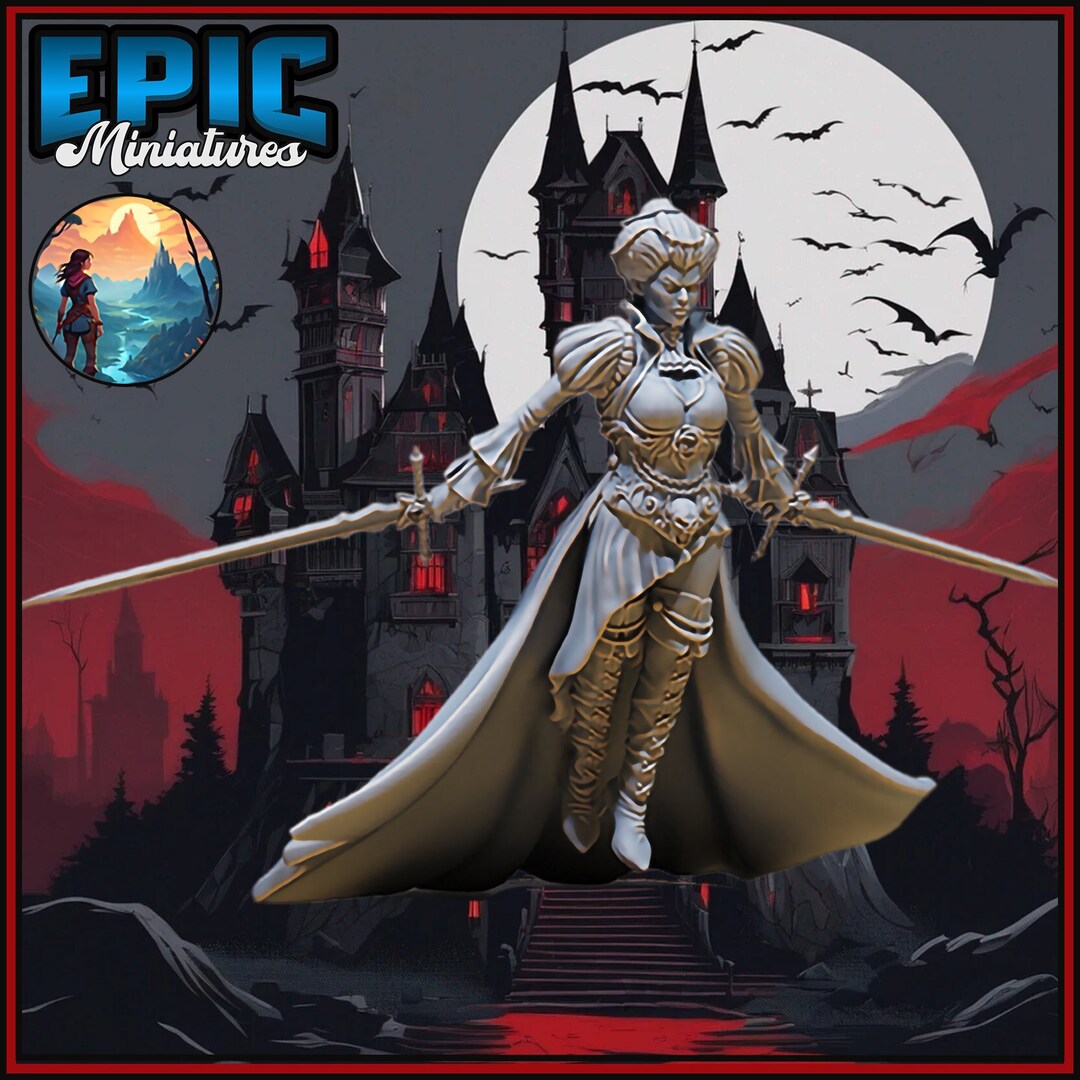 Vampire Countess Miniature 3D Printed D&D Figure Gothic RPG Character ...