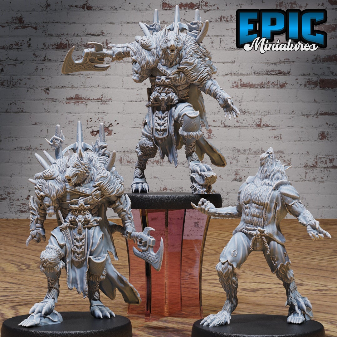 Werewolf Beast King Miniature 3D Printed D&D Figure Epic RPG Character ...