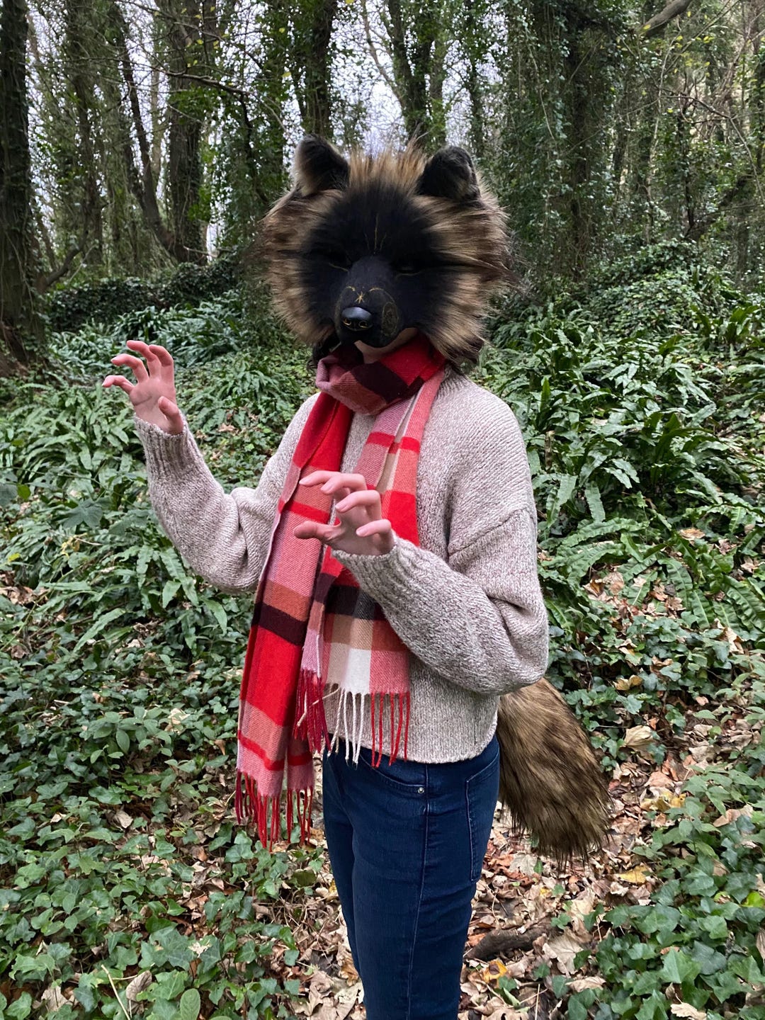 Winter Solstice Wolf Mask and Tail - Etsy UK