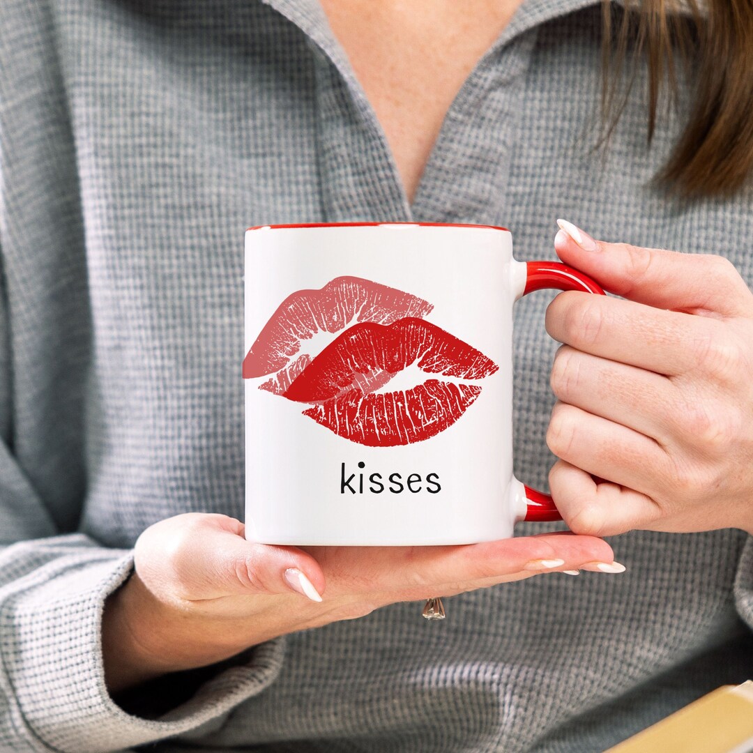 Lip Prints Mug Kisses Red Lipstick Unique Gift Mug 11oz - Etsy