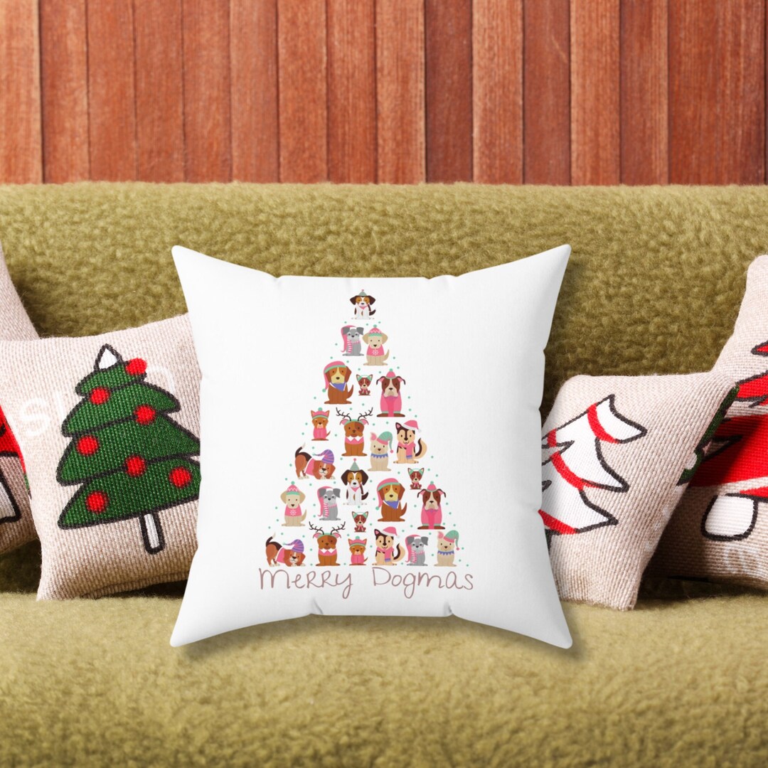 Merry Dogmas Accent Square Christmas Pillow 14x14 Pillow - Etsy