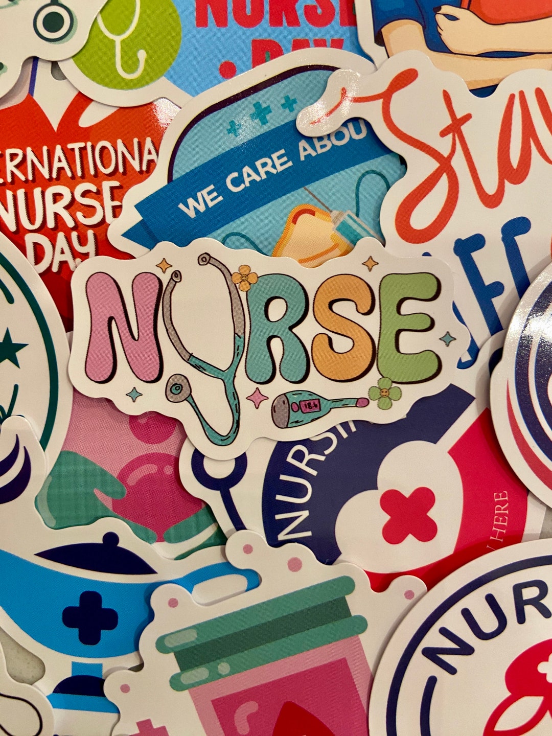 50 Varied Colors Cool Nursing Sticker Lot Book Fun Pack Laptop Car ...