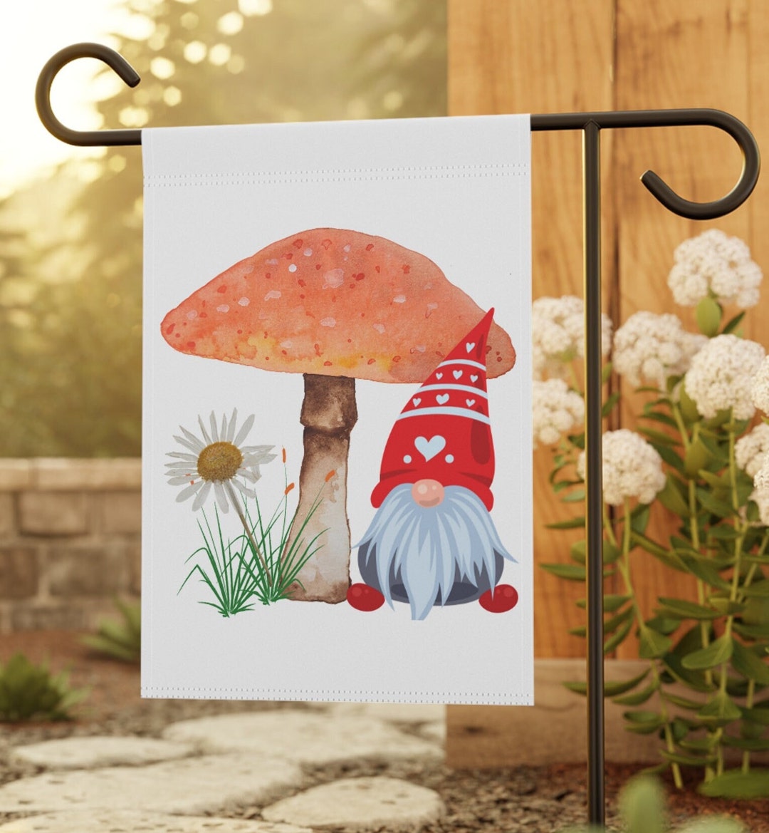 Mushroom Garden Gnome Flag for House Banner Gift for Morel Mushroom ...