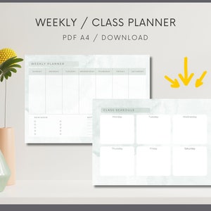Planner Weekly Schedule Class Schedule Digital - Etsy