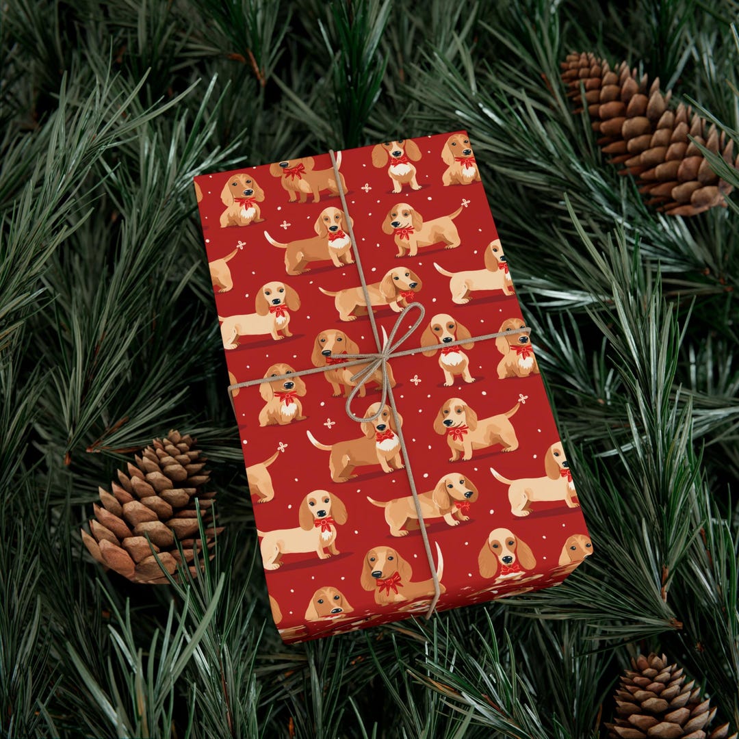 Christmas Dachshund Wrapping Paper | Wiener Dog Gift Wrap | Sausage Dog ...
