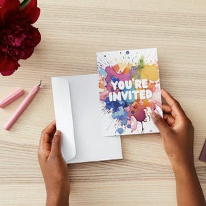 Splatter Paint Party Invitation, Paint Birthday Invite, Canva 5x7 ...