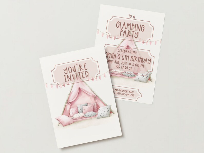 Glamping Party Invitation Camping Birthday Party Canva 5x7 Invitation ...