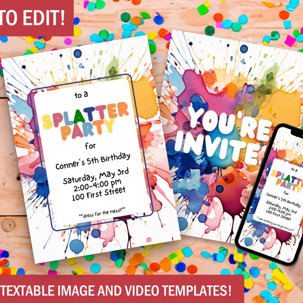 Paint Splatter Invitation - Etsy Canada