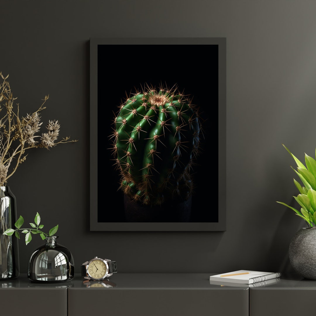 Wall Art of Cactus Digital Art Download Dark Print for Moody Decor ...