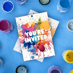 Splatter Paint Party Invitation, Paint Birthday Invite, Canva 5x7 ...