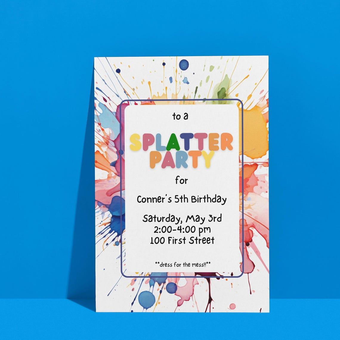 Splatter Paint Party Invitation, Paint Birthday Invite, Canva 5x7 ...