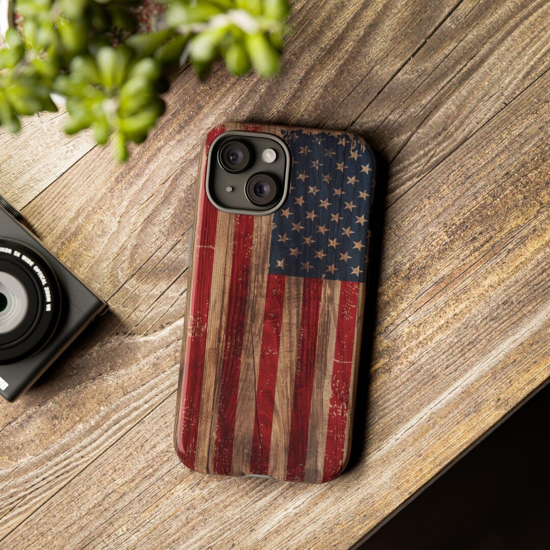 Rustic Wooden American Flag Phone Case, Tough Case, Compatible With ...