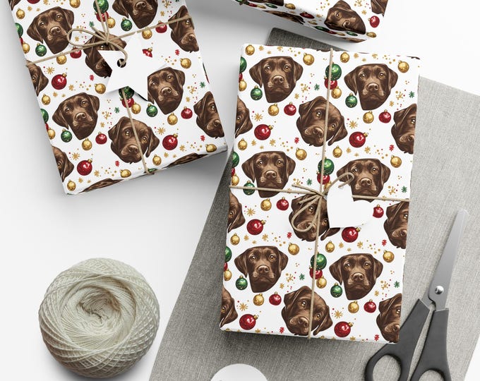 Labrador Winter Wonderland Dog Lover Christmas Gift Wrap Yellow Lab ...