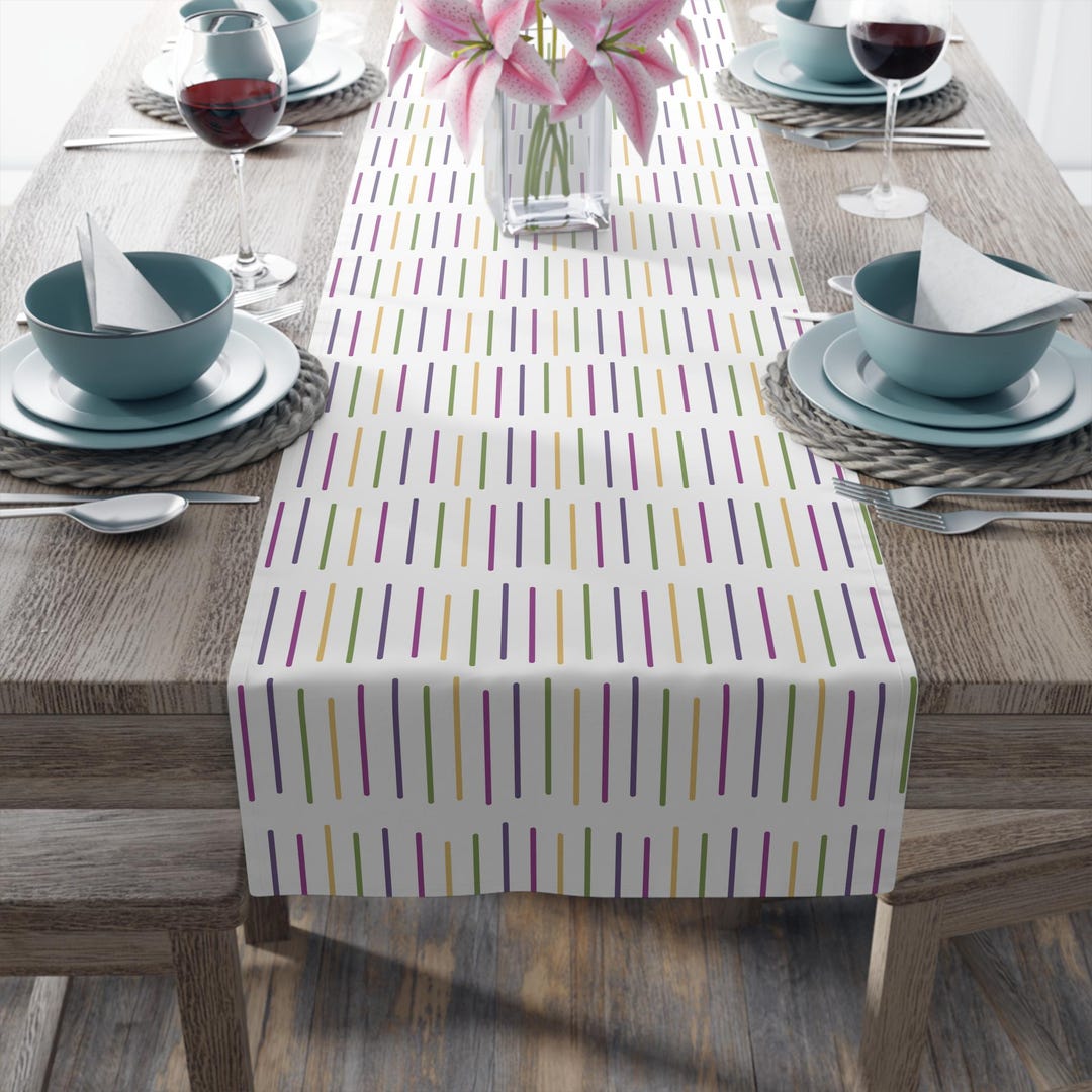Mardi Gras Table Runner, Festive Carnival Party Decor, Kitchen Dining ...