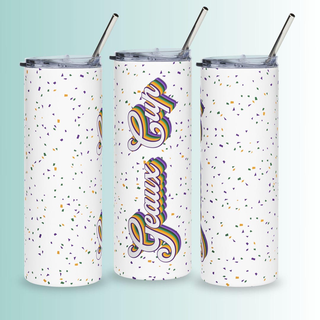 Mardi Gras Geaux Cup Stainless Steel Tumbler, 20oz | Slim Travel Cup - Etsy