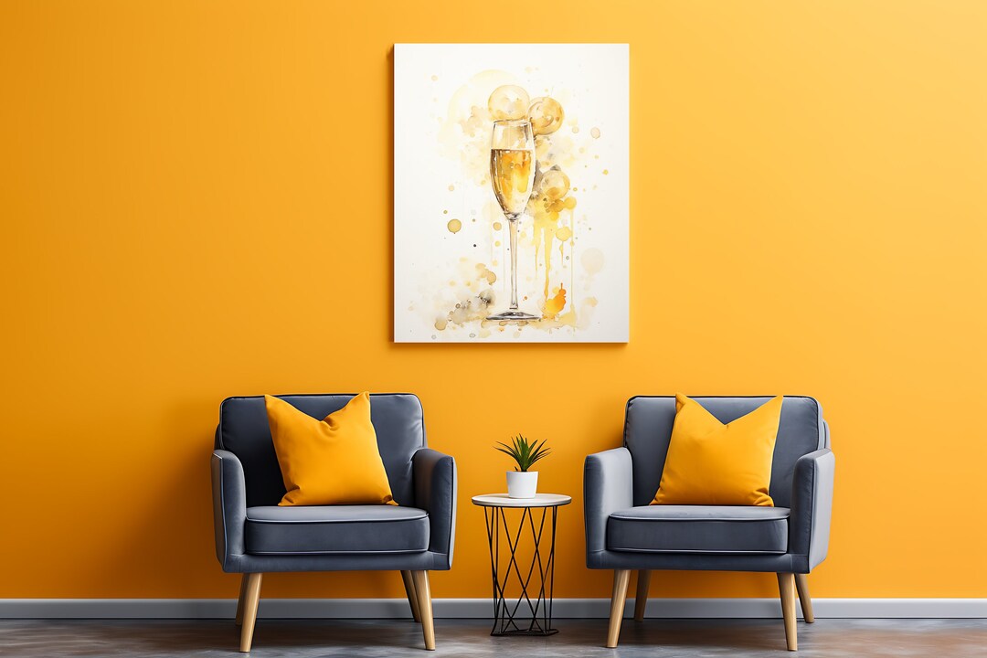 Champagne Watercolor Art Print | Bold Art | Digital File | Large Scale ...