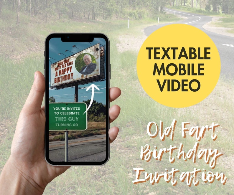 Funny Birthday Video Invitation: Old Fart Canva Template (digital ...