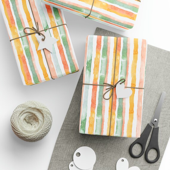 Spring Wrapping Paper Watercolor Striped Spring Wrapping Paper Spring Design Pink Green Orange Yellow Watercolor Stripes Etsy UK