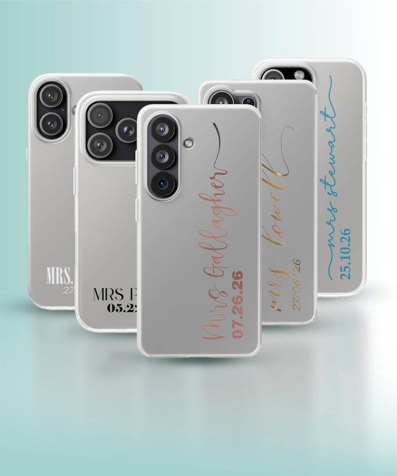 Personalized Bride Flexi Phone Cases, Transparent Phone Case, Mrs. Name ...