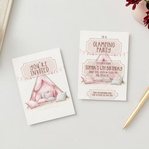 Glamping Party Invitation Camping Birthday Party Canva 5x7 Invitation ...