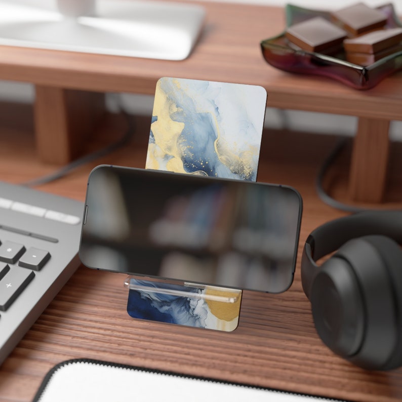 Phone Stand Blue and Gold Watercolor Mobile Display Stand for ...