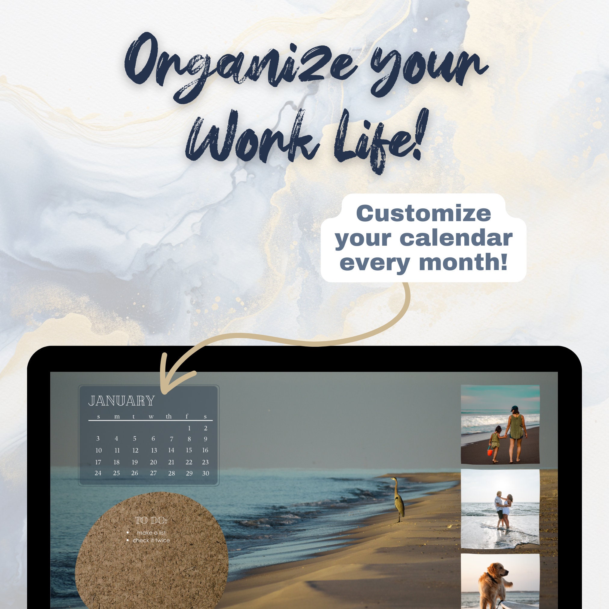 Desktop Wallpaper Morning Crane on the Beach - Etsy