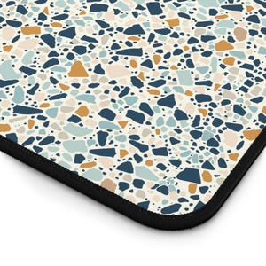 Terrazzo Desk Mat, Trendy Blues and Oranges Office Decor, Gaming Mouse ...