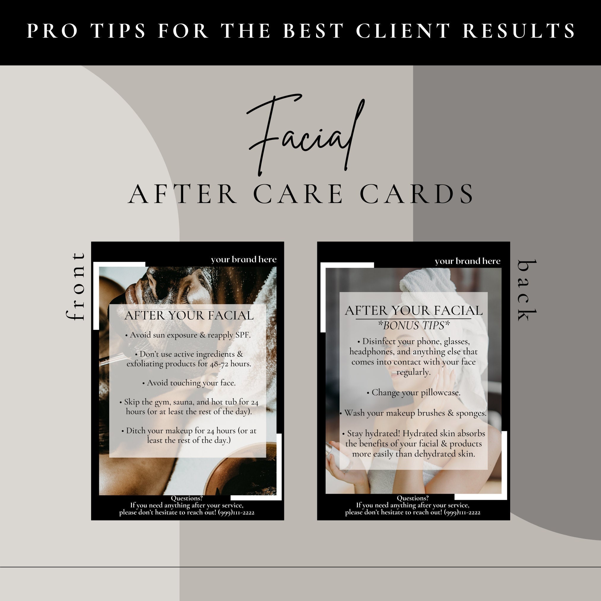 Esthetician Facial After Care Cards Aesthetician Beauty Professional ...