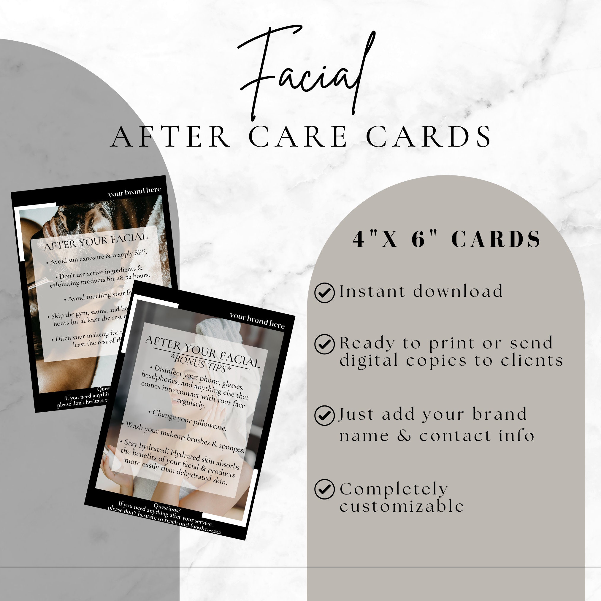 Esthetician Facial After Care Cards Aesthetician Beauty Professional ...