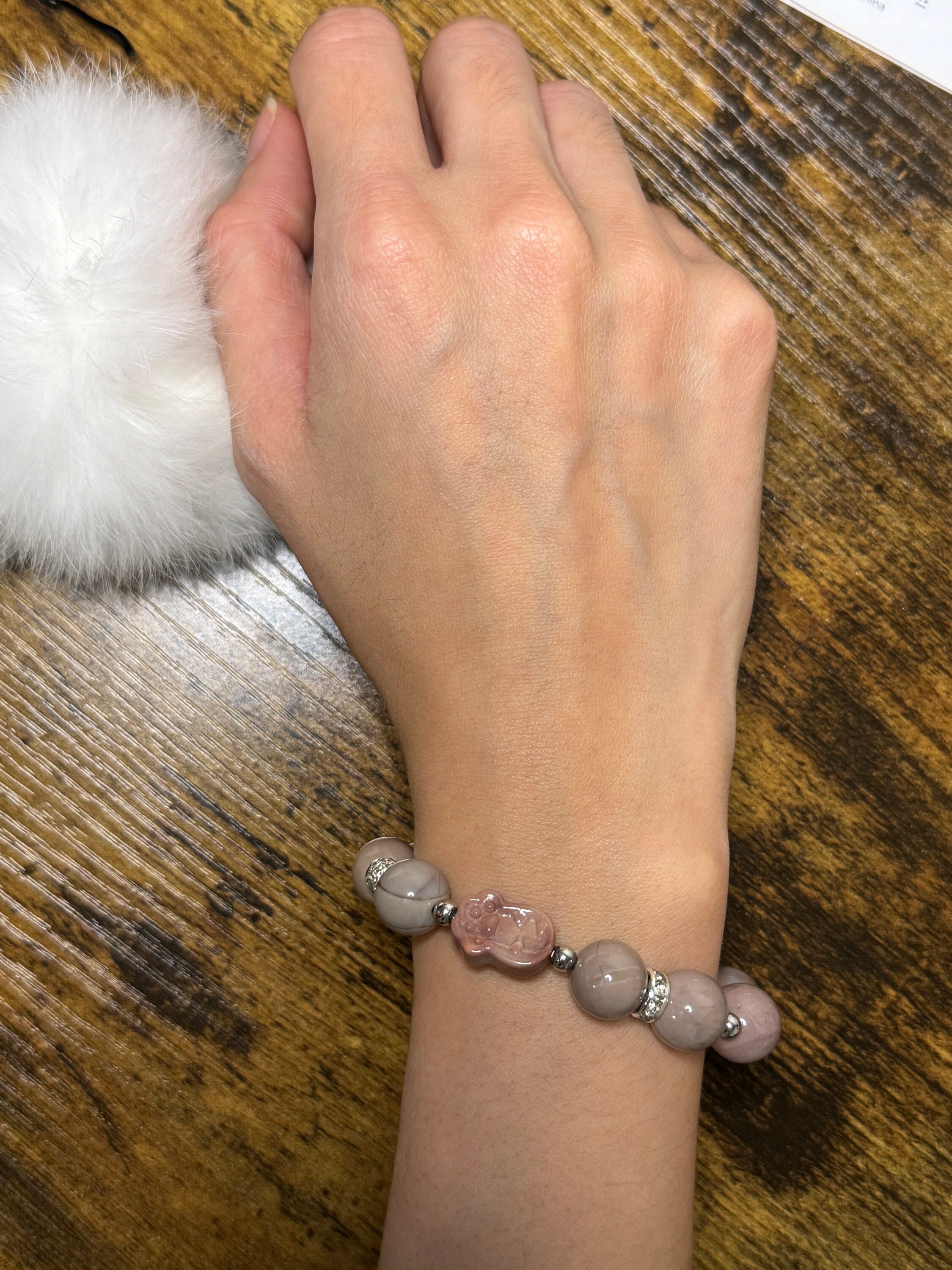 Natural Stone Bracelet, Alashan Agate, Milky Purple, Warm Color ...