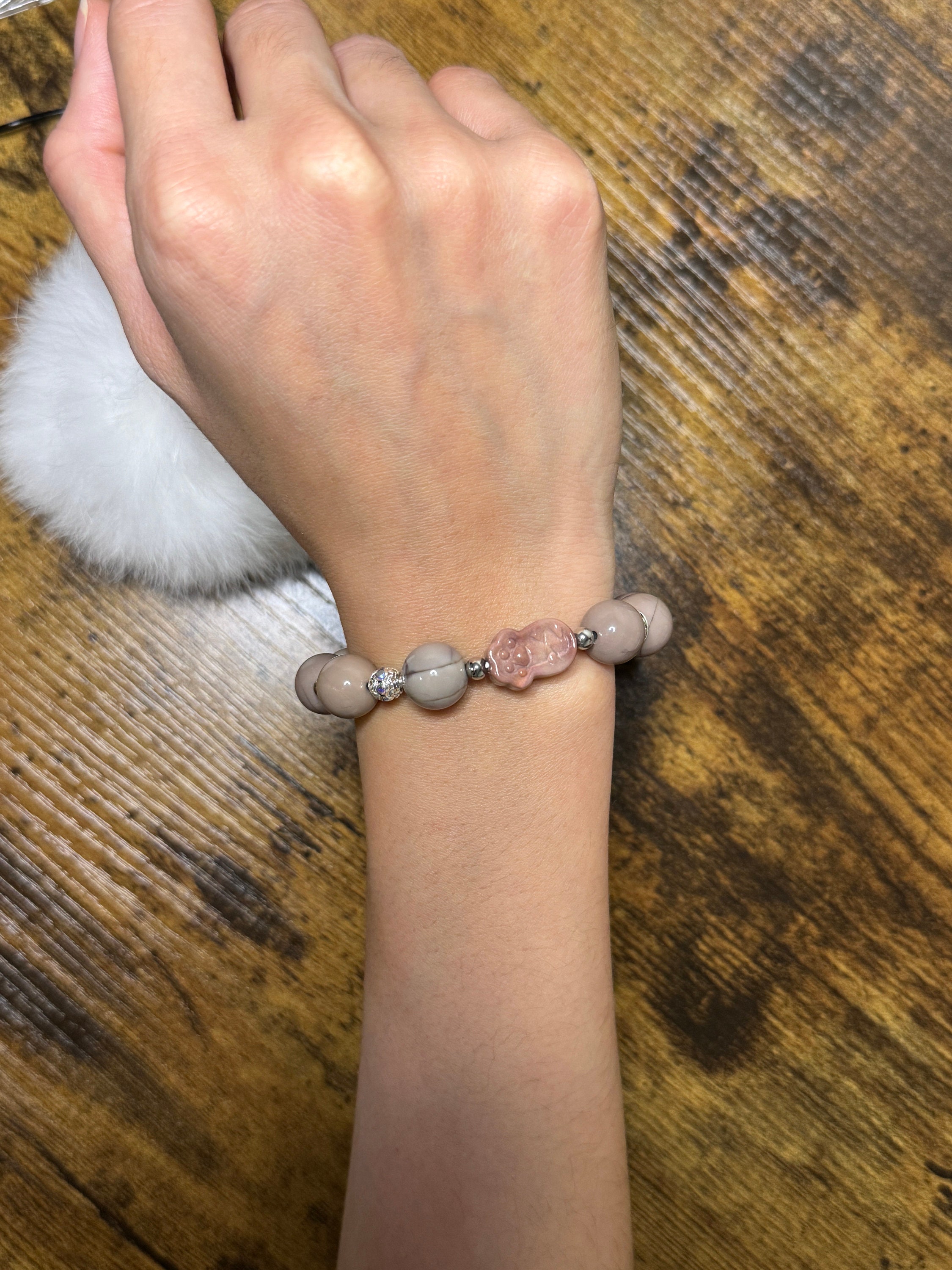 Natural Stone Bracelet, Alashan Agate, Milky Purple, Warm Color ...