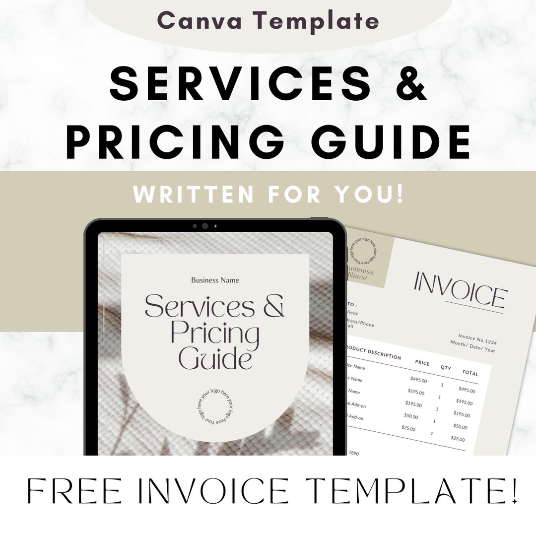 Services and Pricing Guide | Invoice Template | Canva Template | Social ...