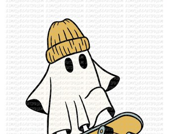 Boo Yeah Png Svg Halloween Ghost Boys Retro Skateboard Kids - Etsy