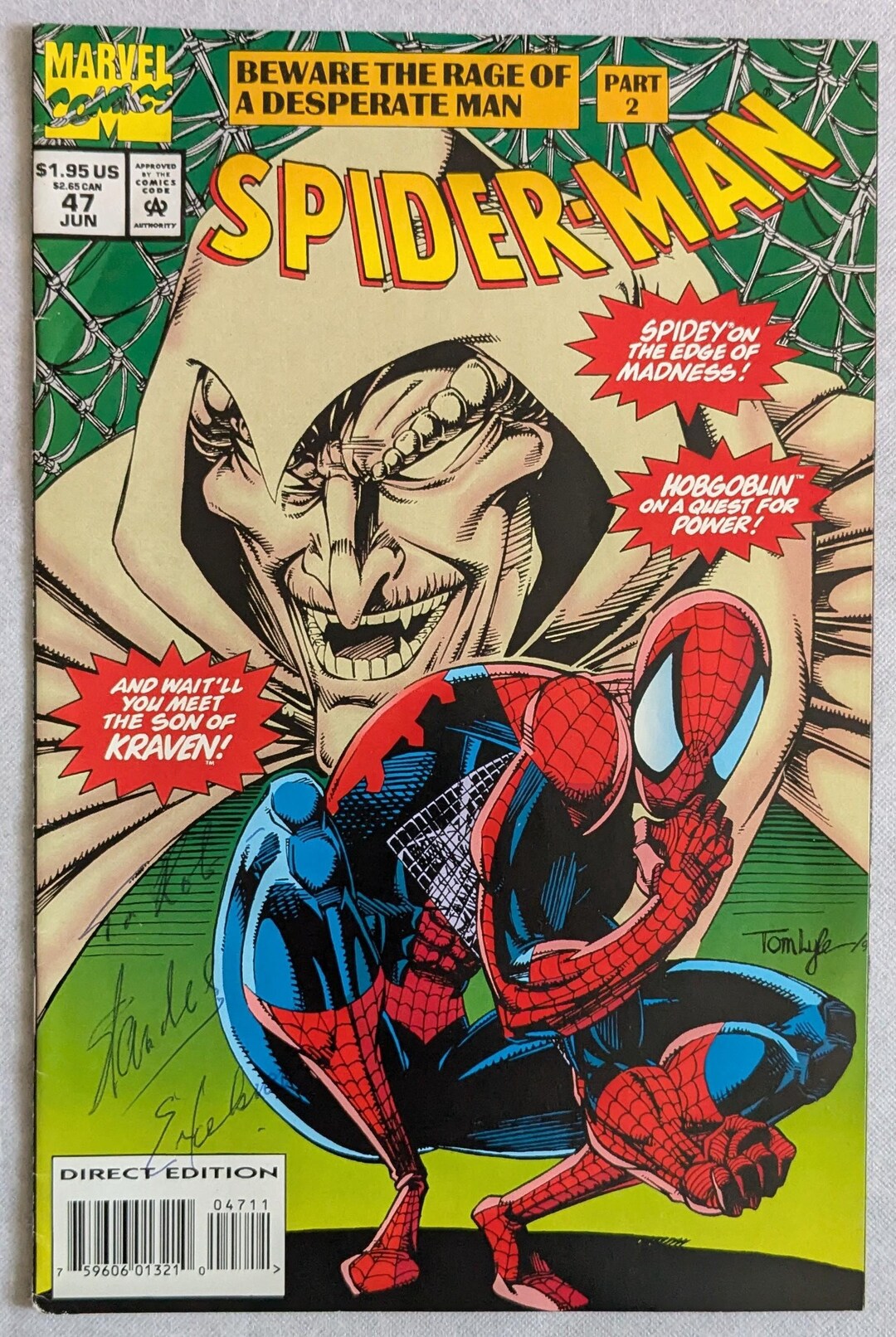 Spiderman Stan Lee 1994 Hand Signed Marvel Comic Issue 47 June Tom Lyle ...