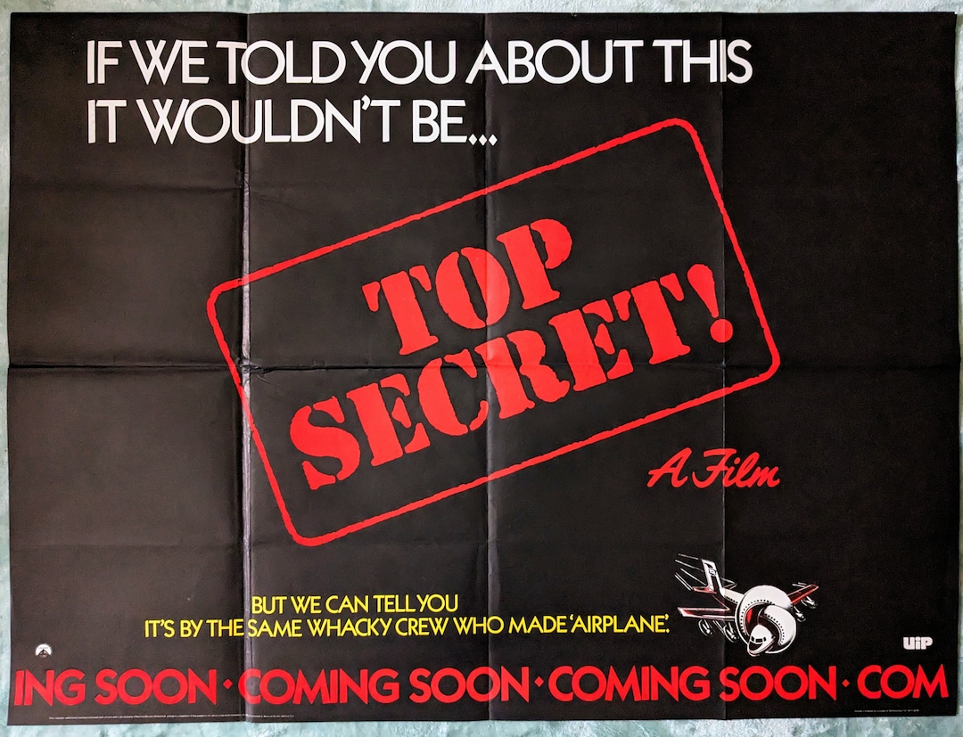 UK Quad Poster Top Secret 1984 Val Kimler Original Vintage Movie Film ...