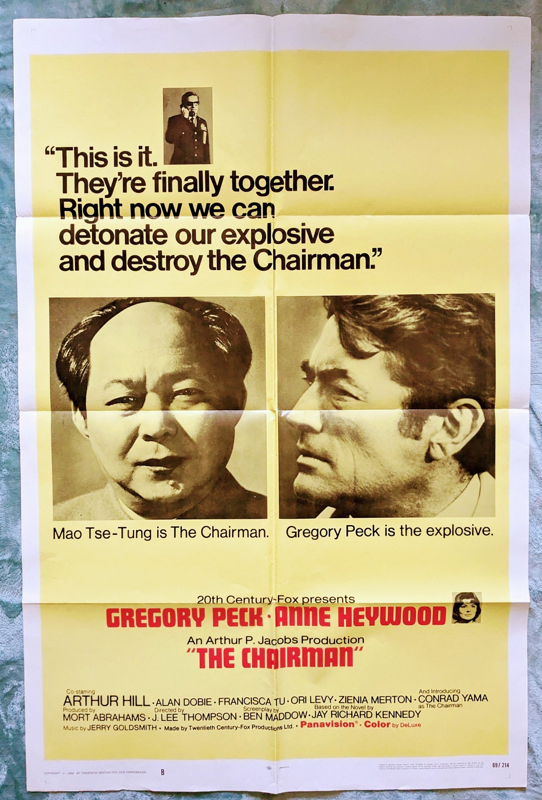 UK Quad Poster the Chairman 1969 Gregory Peck Original Vintage - Etsy