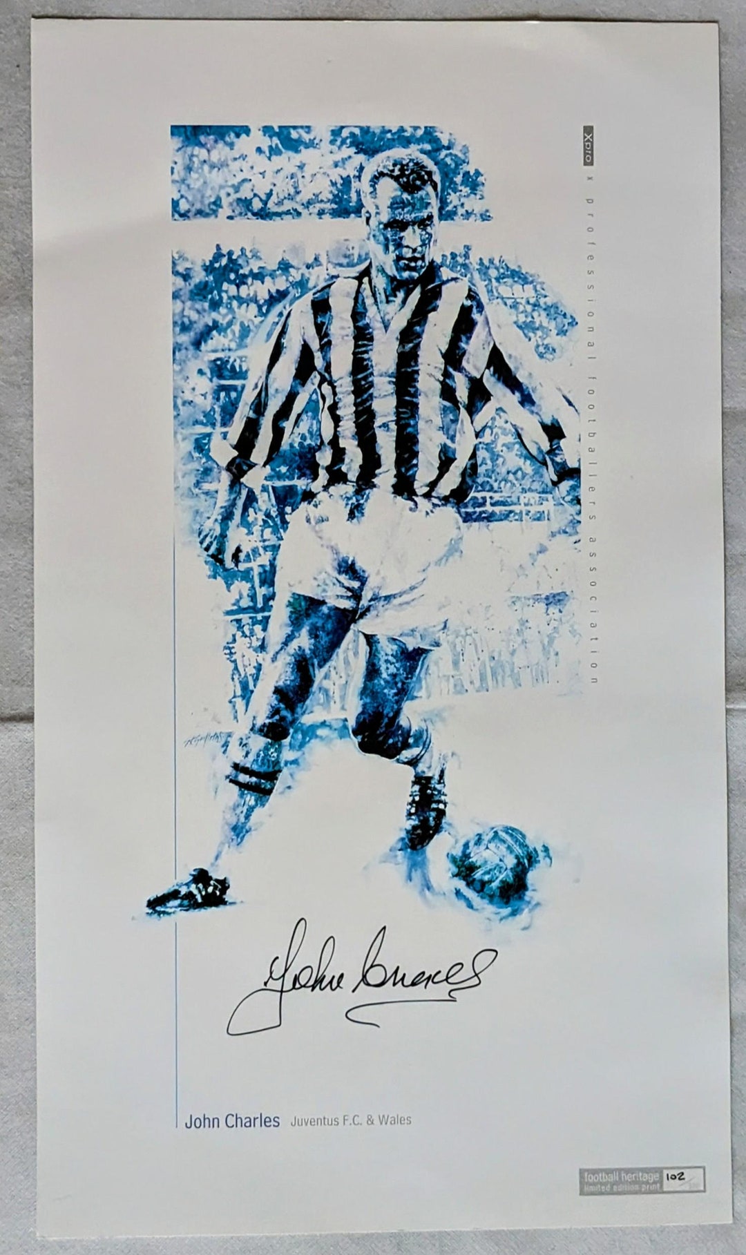 John Charles Signed Large Photo Juventus Wales 1950s Original Vintage ...