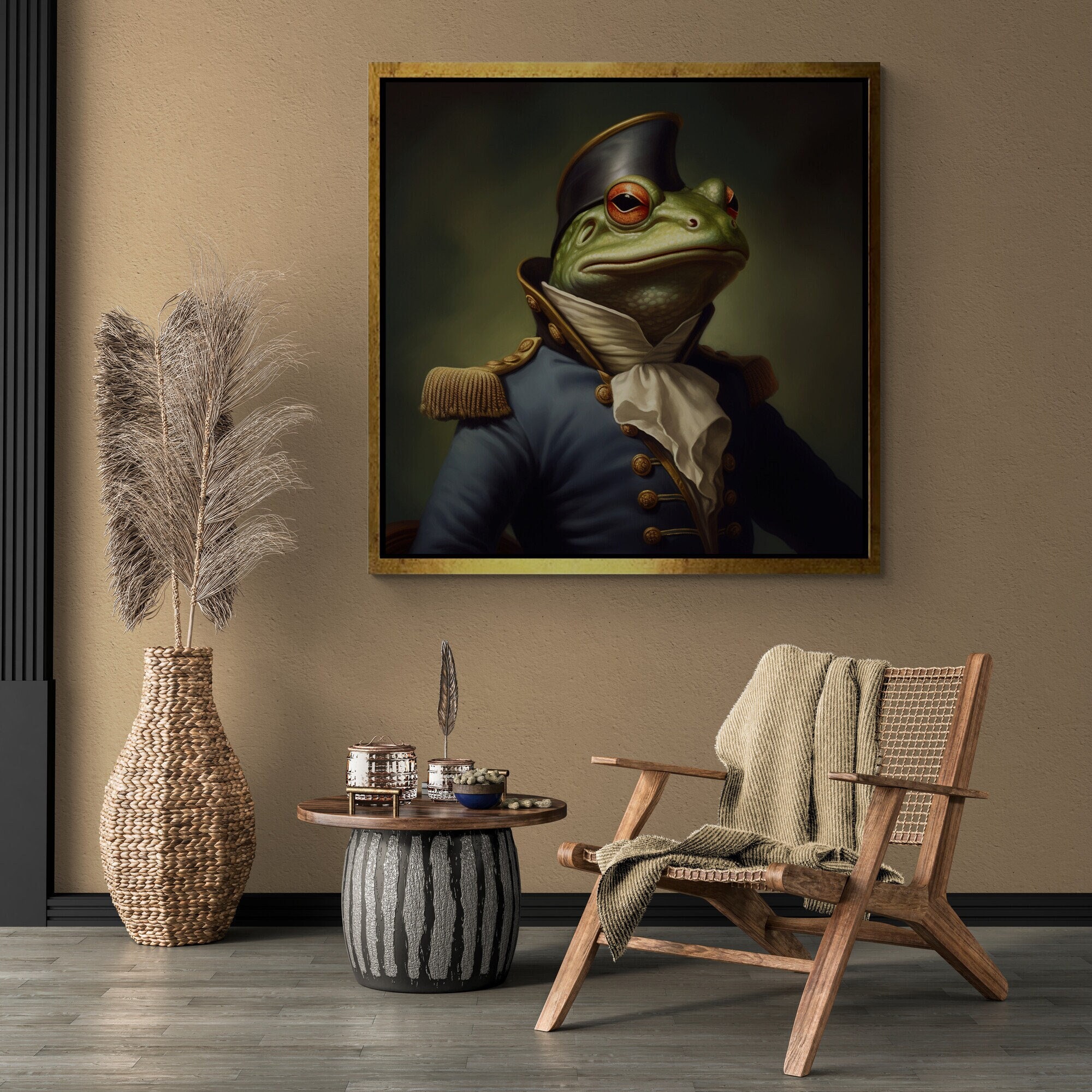 Commander Frog Framed Canvas, Portrait Frog Wall Art, Victorian Frog ...